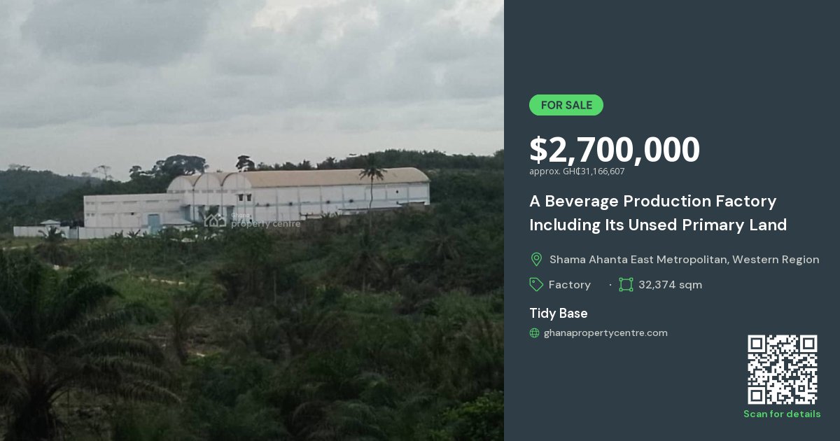 For Sale: A Beverage Production Factory Including Its Unsed Primary ...