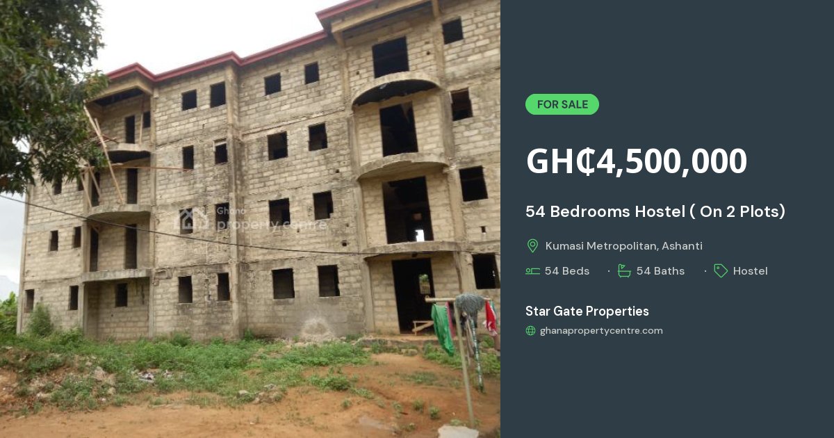 For Sale: 54 Bedrooms Hostel ( On 2 Plots), Kentinkrono, Near Knust ...