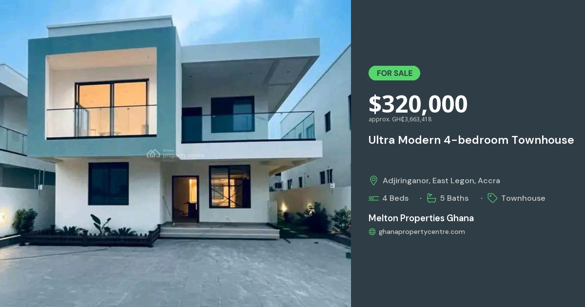 For Sale: Ultra Modern 4-bedroom Townhouse , Adjiringanor, East Legon ...