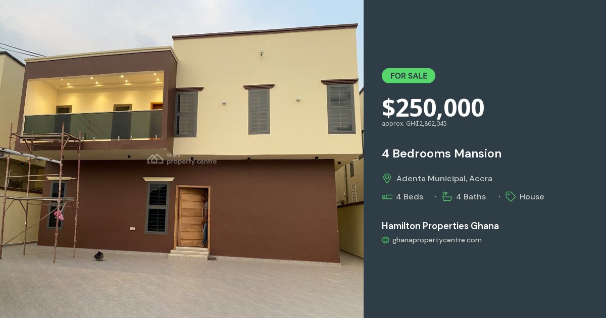For Sale: 4 Bedrooms Mansion, Lakeside Estate, Adenta Municipal, Accra ...