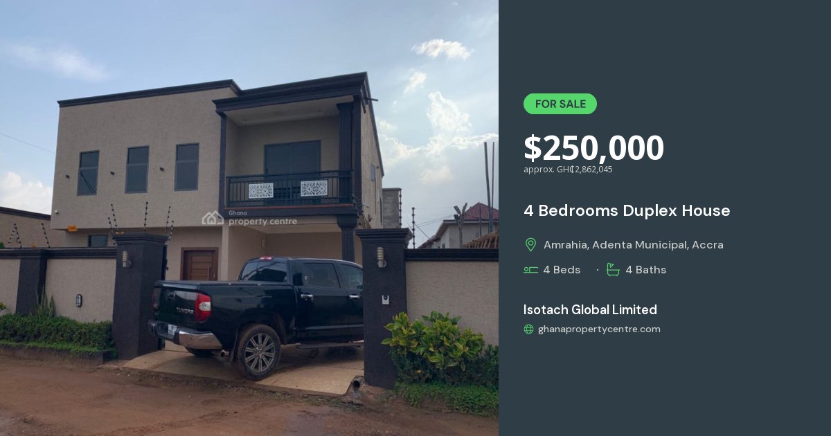 For Sale: 4 Bedrooms Duplex House, Amrahia, Adenta Municipal, Accra | 4 ...