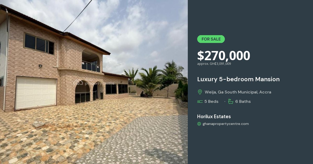 For Sale: Luxury 5-bedroom Mansion, West Hills Mall Scc Junction, Weija ...